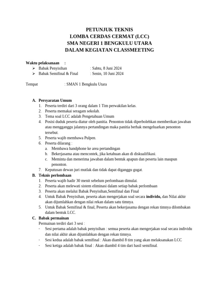 Petunjuk Teknis LCC | PDF