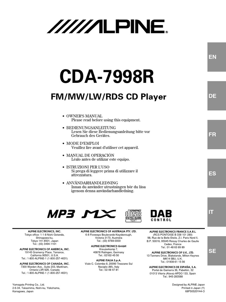 Om Cda-7998r en | PDF