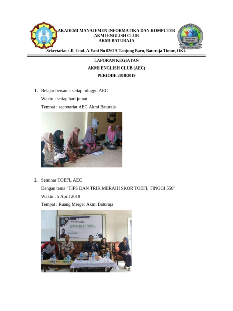 Contoh Laporan Kegiatan Ukm | PDF