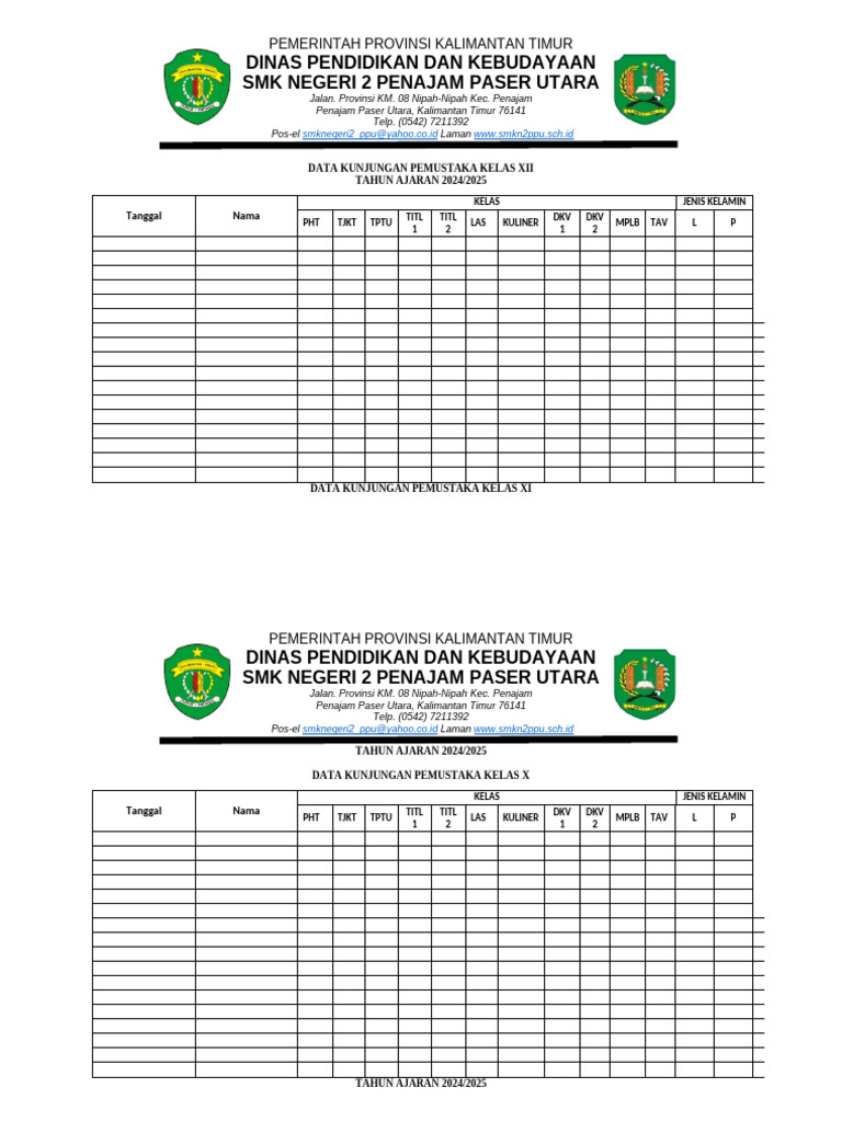 Data Kunjungan Pemustaka Kelas Xii | PDF