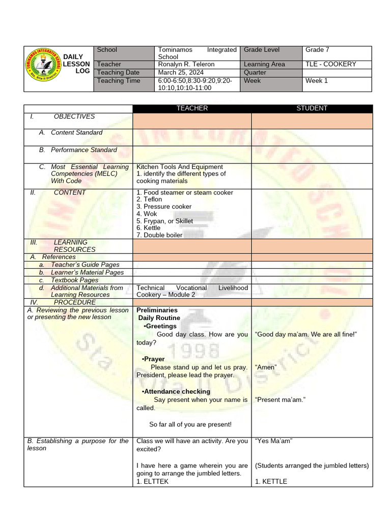 Detailed Lesson Plan | PDF