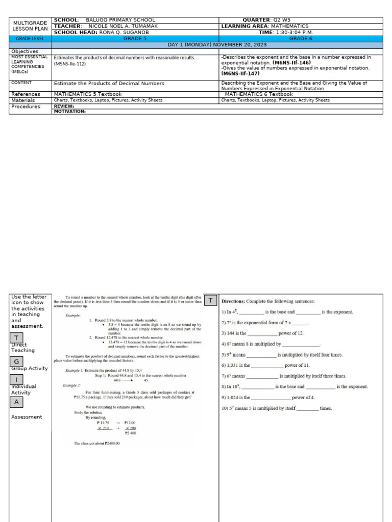 Lesson Plan Mathematics | PDF