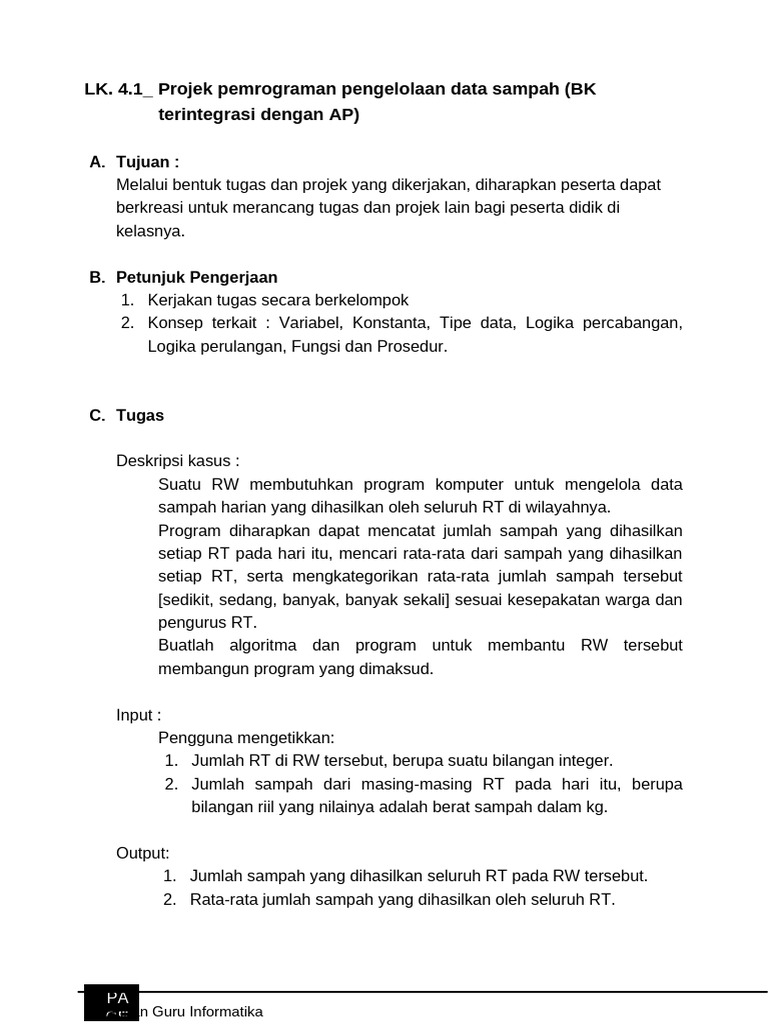4.1 - LK Projek Pemrograman Pengelolaan Data Sampah | PDF