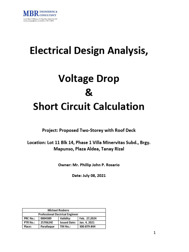 Design Analysis, Vdrop & Short Circuit | PDF