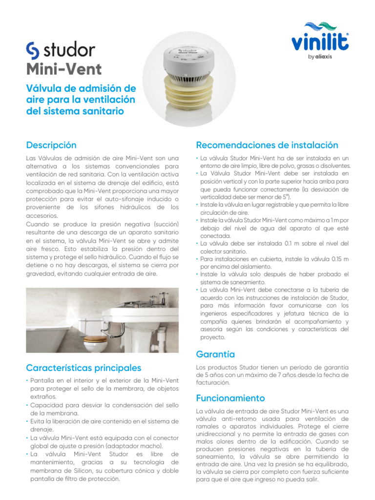 Ficha Tecnica - Studor Mini Vent | PDF