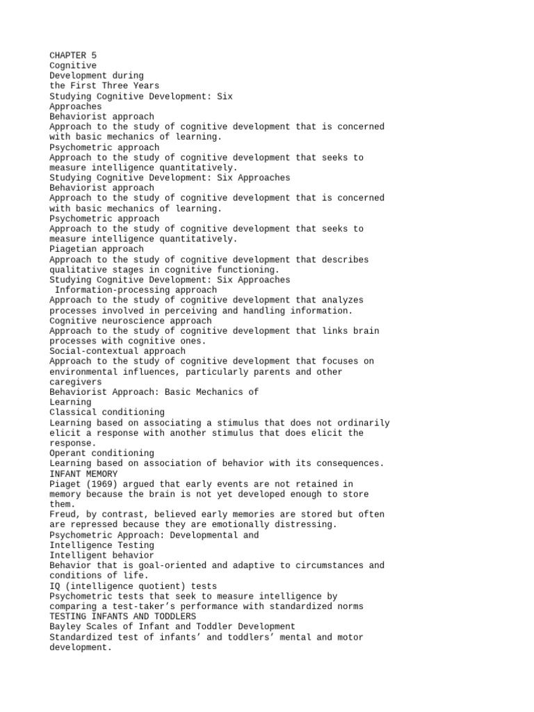 Chapter 5 Cognitive Development During The First Three Years | PDF