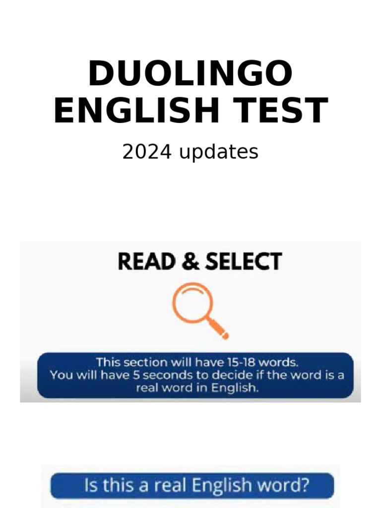 1 - DUOLINGO ENGLISH TEST - Read and Select | PDF