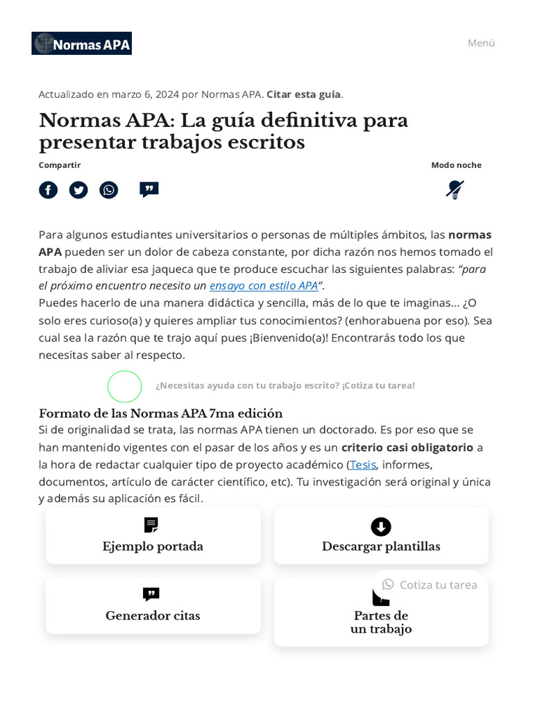Normas APA Con Plantilla y Generador 2024 - Séptima Edición | PDF