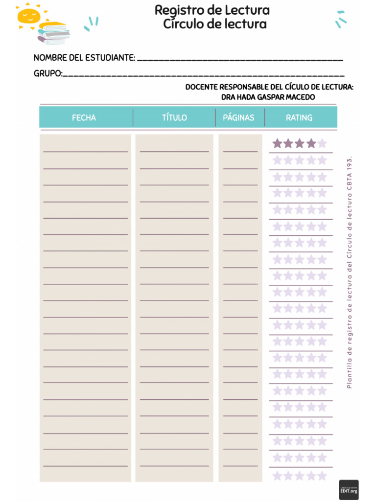 Registro de Lectura C-Rculo de Lectura | PDF