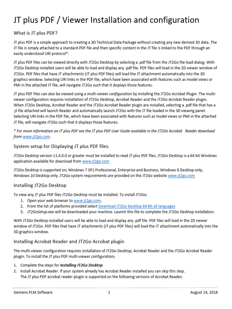 JT Plus PDF Plugin Install Guide V - 01 | PDF