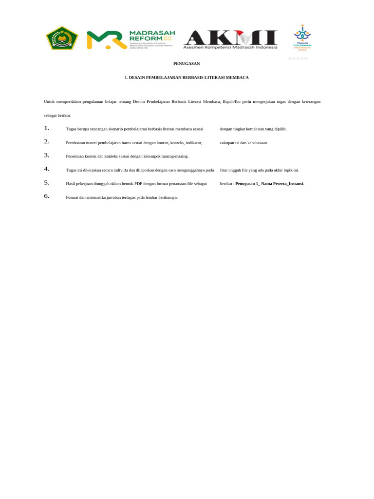 PENUGASAN 1. DESAIN PEMBELAJARAN BERBASIS LITERASI MEMBACA (6) .Docx Season 2 | PDF