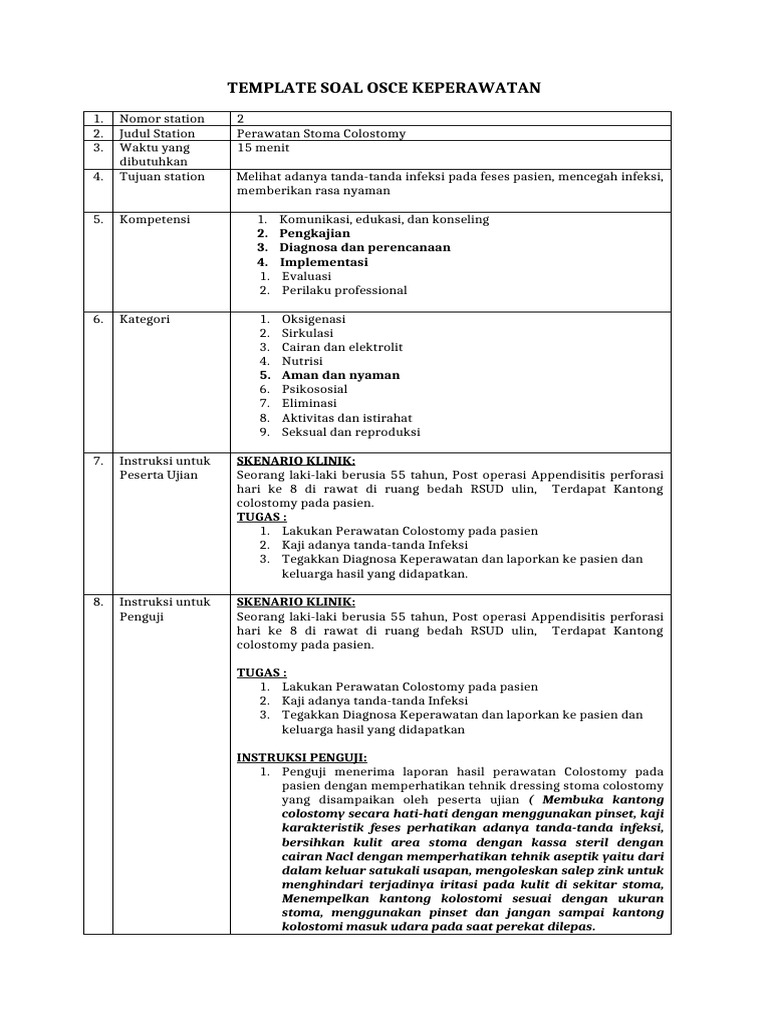 Osce Perawatan Luka Colostomy | PDF