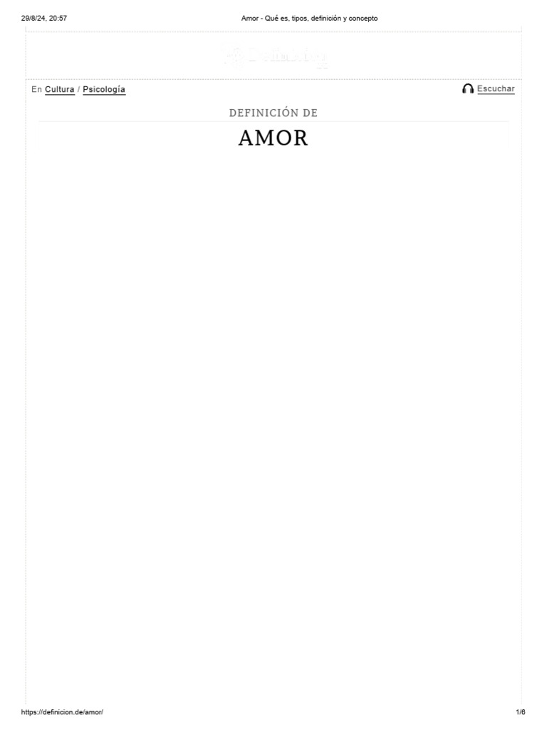 Amor - Qué Es, Tipos, Definición y Concepto | PDF
