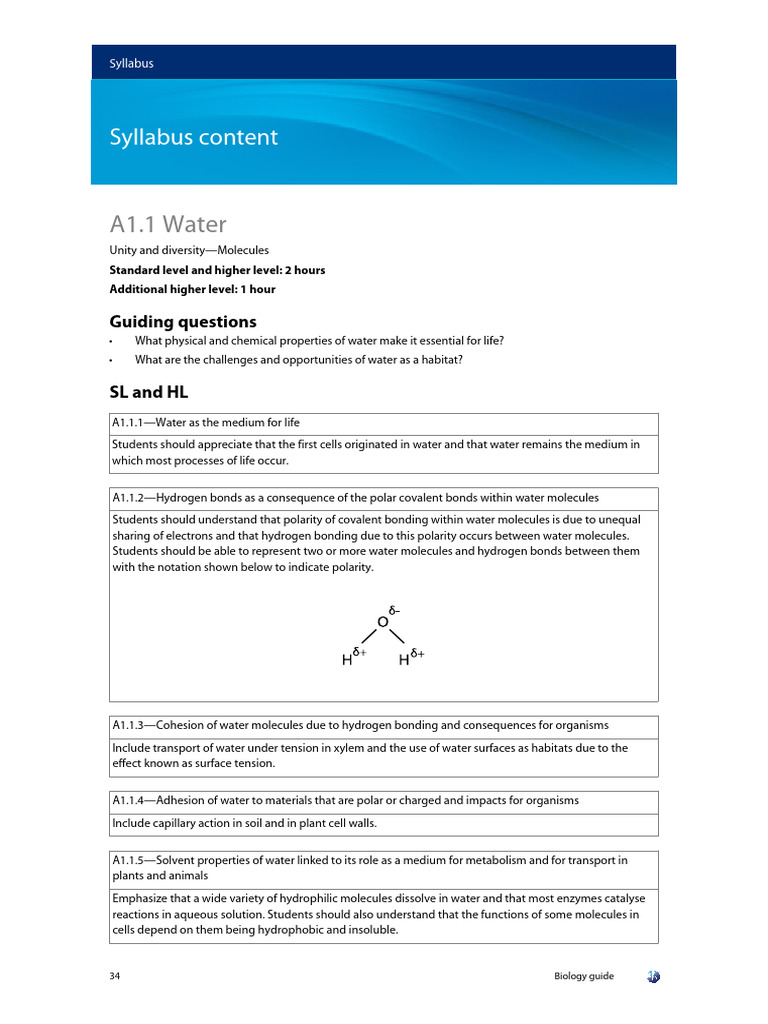 Syllabus From IBO Biology-Guide 2025 | PDF