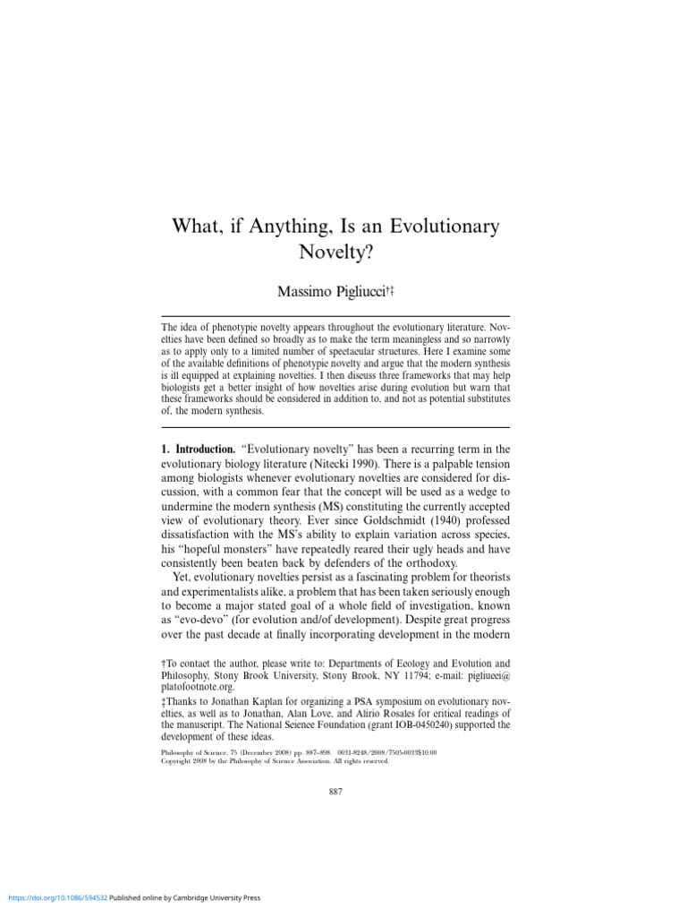 What If Anything Is An Evolutionary Novelty | PDF