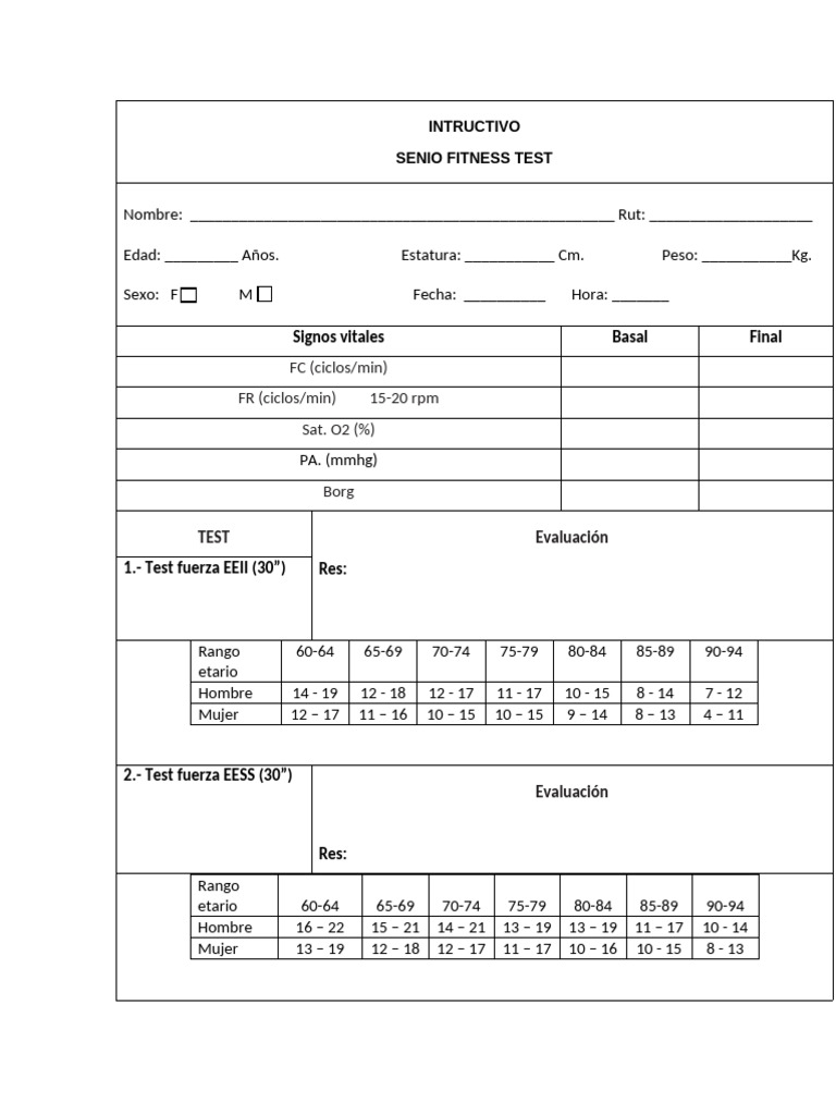 INTRUCTIVO Senior Fitness Test | PDF