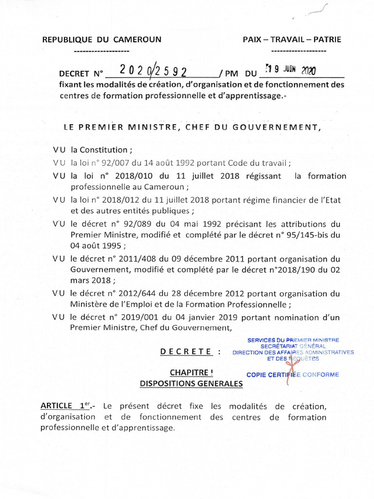Decret Ndeg 2020 2592 | PDF