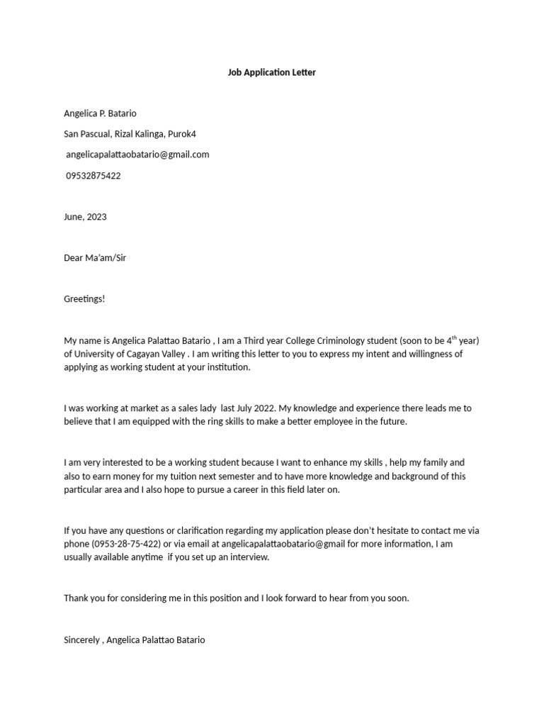 Application Letter... | PDF