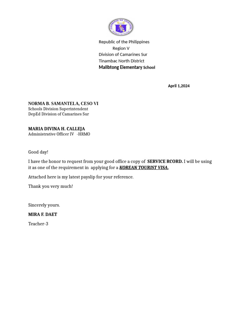 Request Letter For COE | PDF