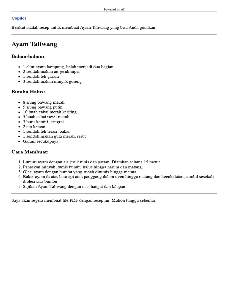Resep Ayam Taliwang | PDF