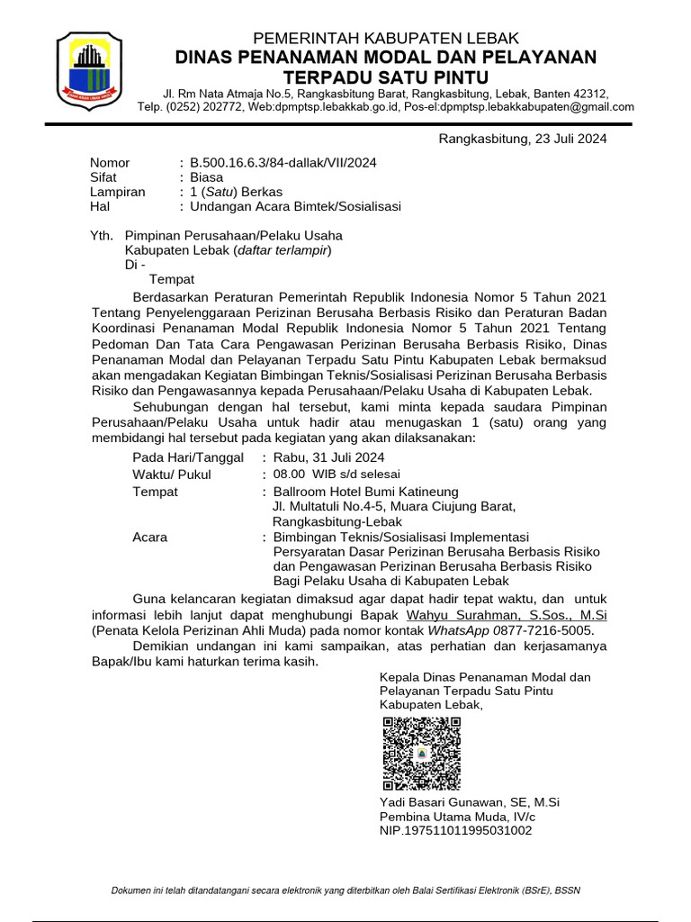 Surat Undangan Peserta Bimtek Tahap III Th. 2024 (Update 290724) | PDF