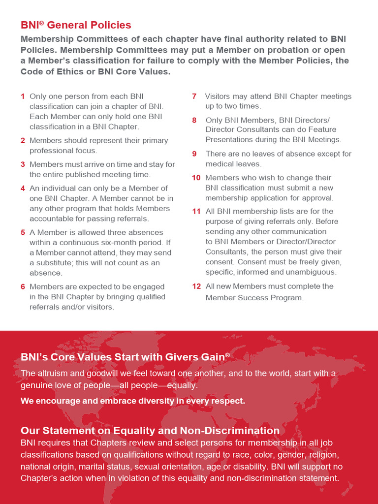 BNI Policies | PDF