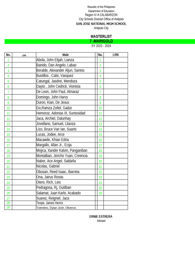 7 Marigold Masterlist 2024 2 | PDF