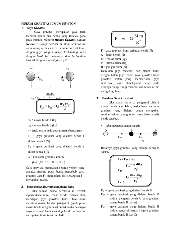 Hukum Gravitasi Umum Newton | PDF
