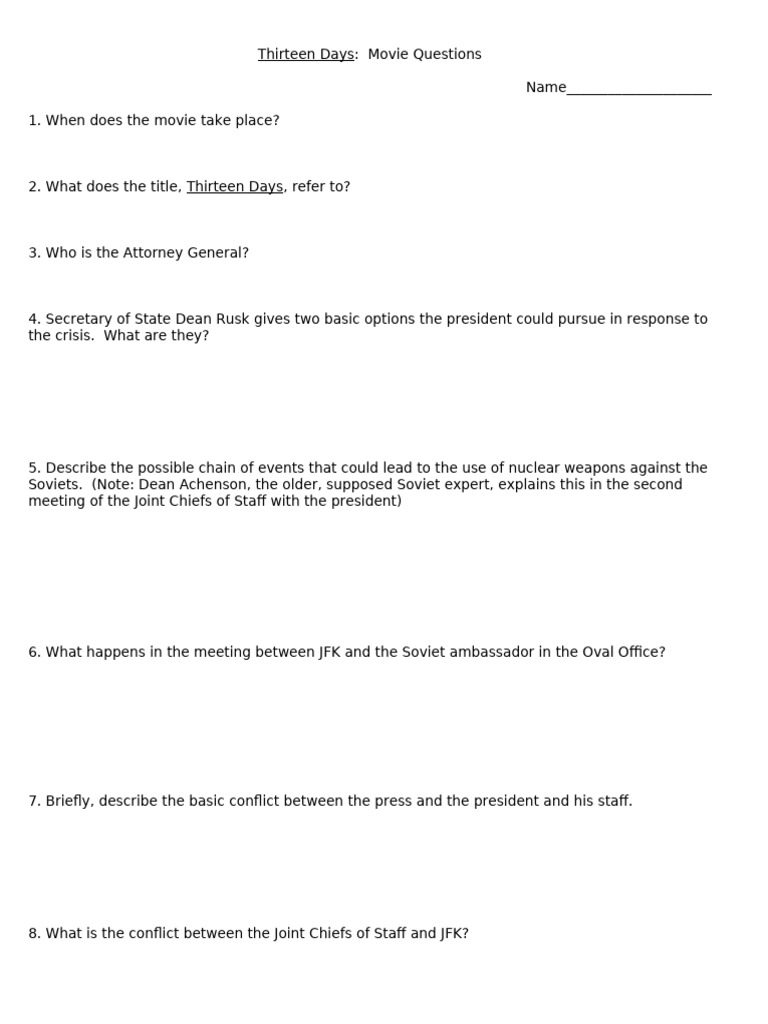 13 Days Movie Questions | PDF