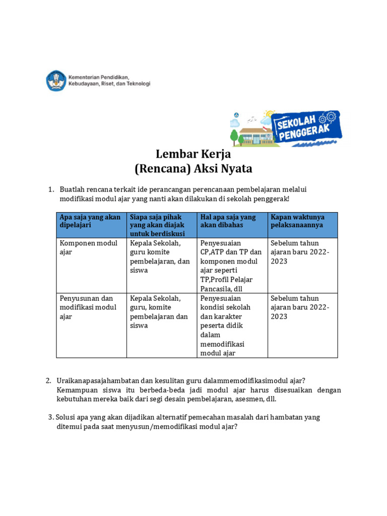 Hasnani, S.PD, - LK Aksi Nyata - MP1 - DASMENSMADIKSUS | PDF