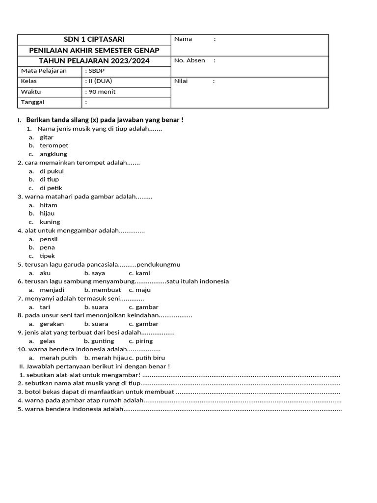 Pas Kelas 2 Tema 6 | PDF