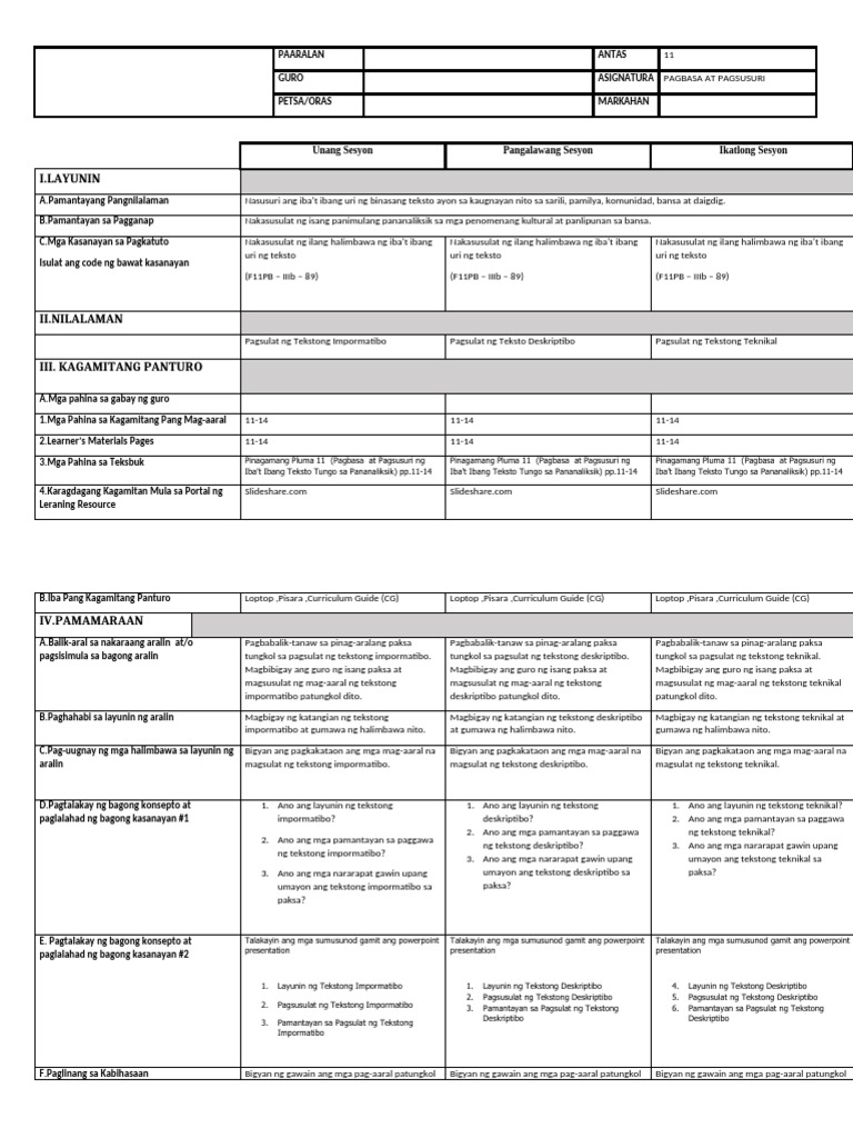 DLL Pagbasa Week 4 | PDF