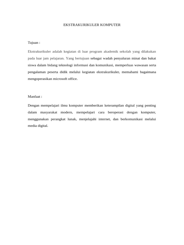 Ekstrakurikuler Komputer | PDF