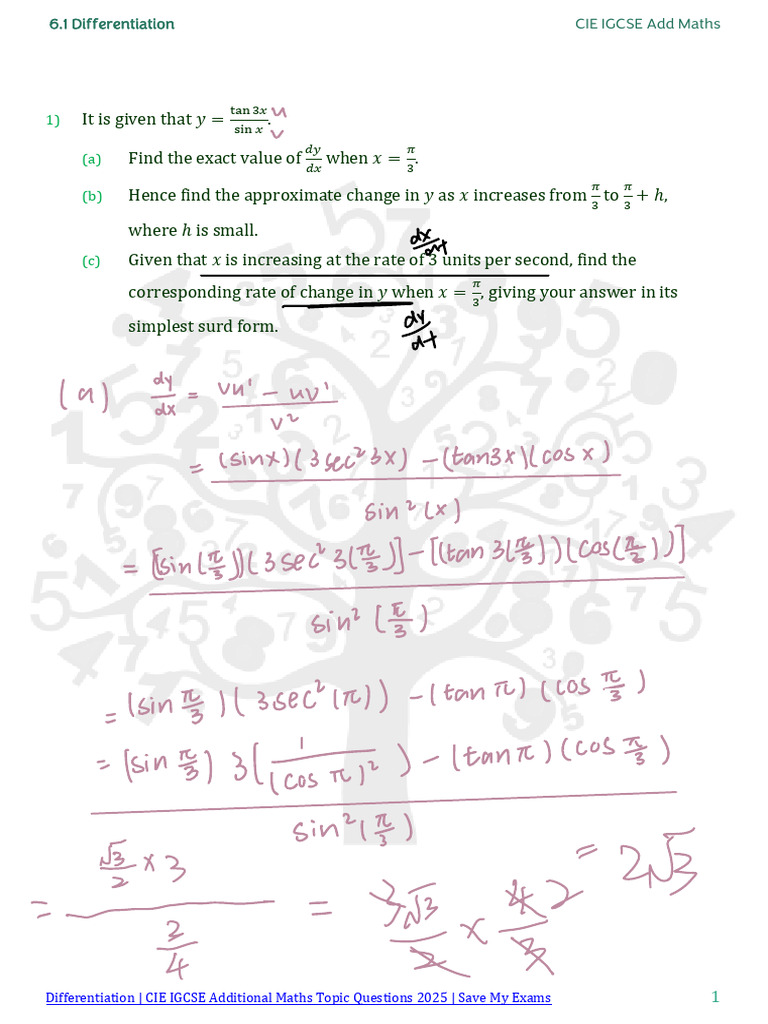 Sme Cie Igcse Am 6 1 Differentiation 6 Hw270824 Pdf