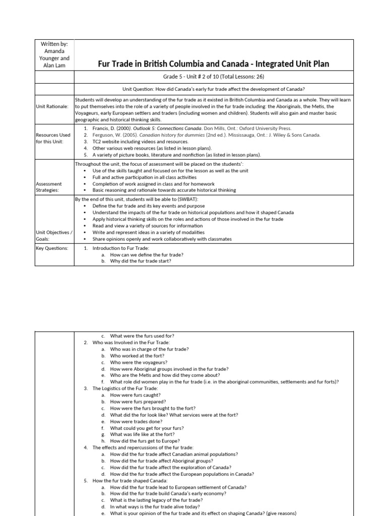 Unit Plan Part A (Younger & Lam) | PDF