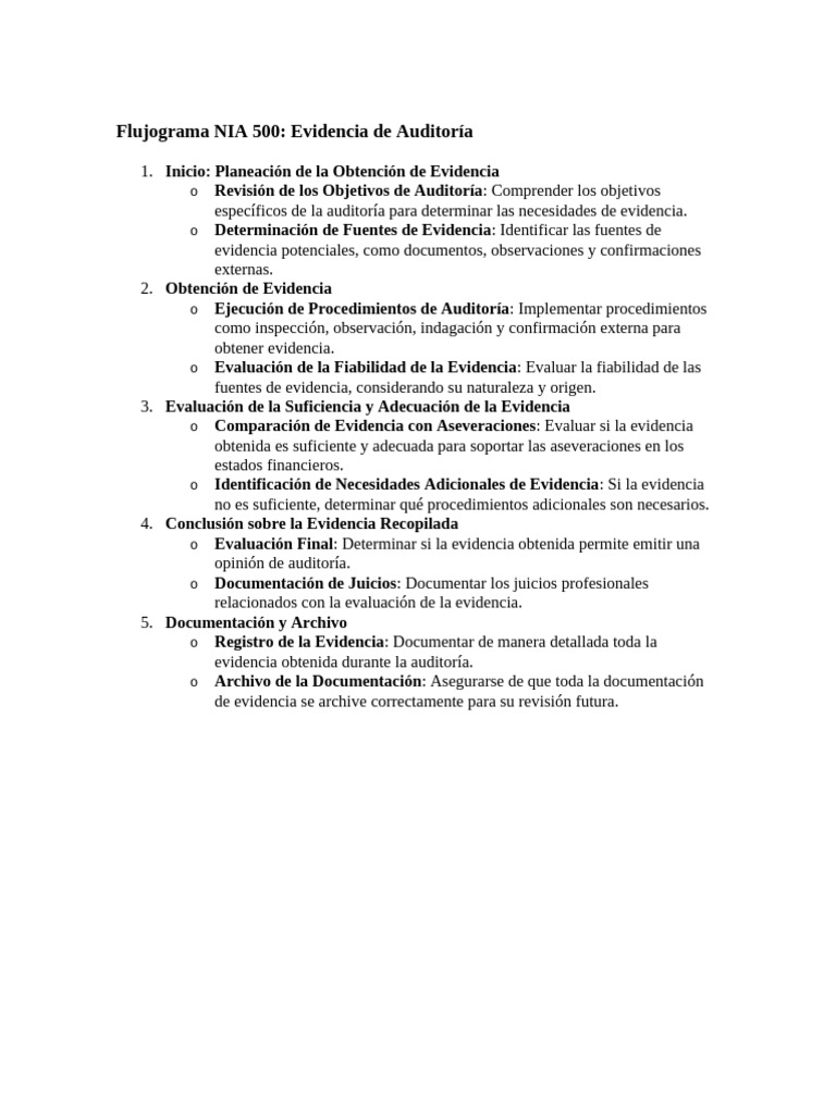 Flujograma NIA 500 | PDF