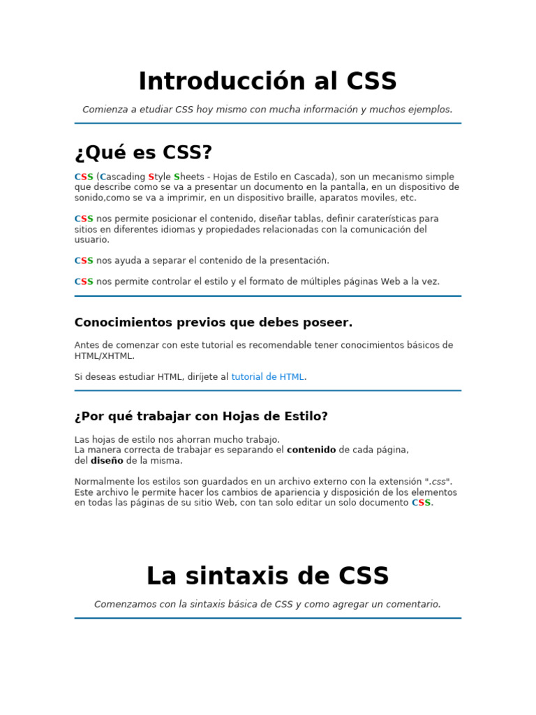 Introducción Al CSS | PDF