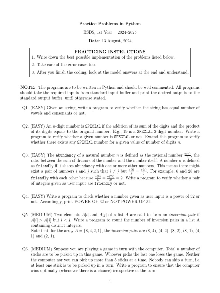 Practice Problems 1 | PDF | Numbers | String (Computer Science)