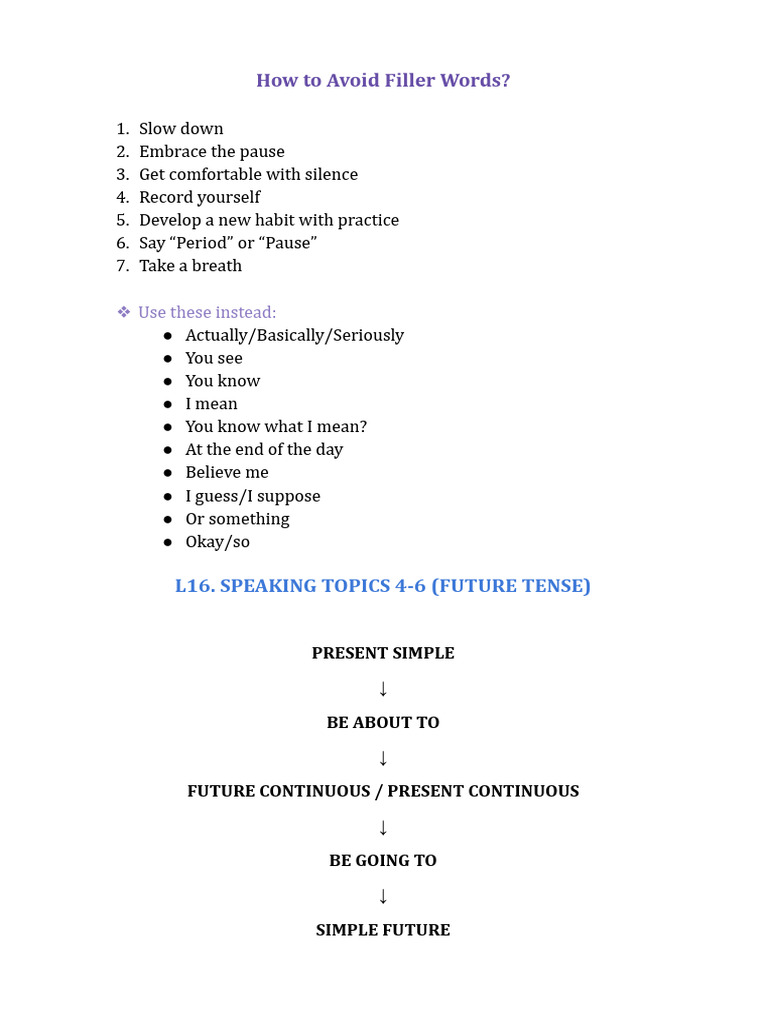 l19. Speaking Topics 4-6 (Future Tense) | PDF