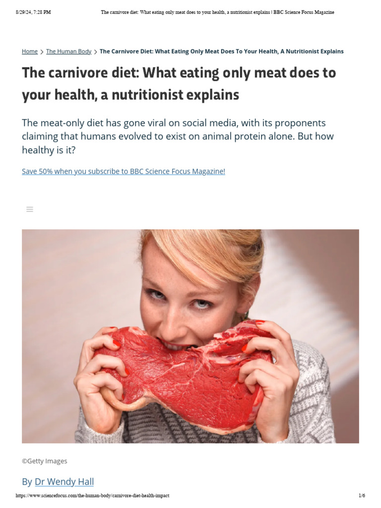 The Carnivore Diet - What Eating Only Meat Does To Your Health, A ...