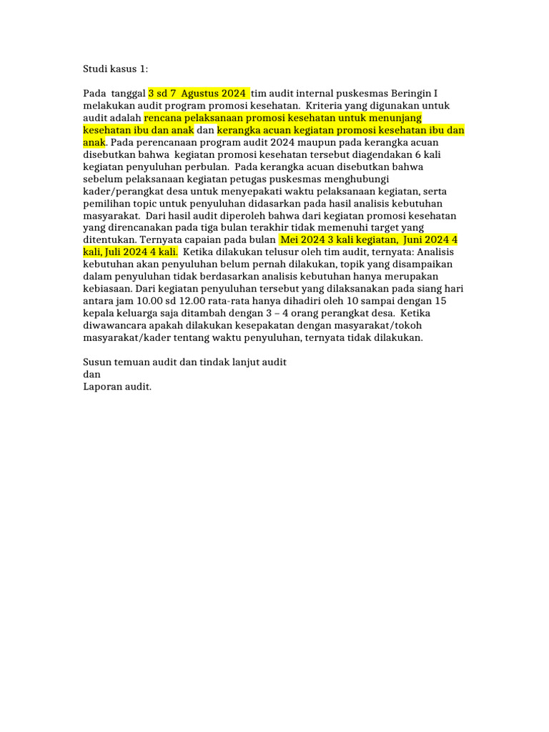 Studi Kasus Audit Internal Agst 2024 Pdf