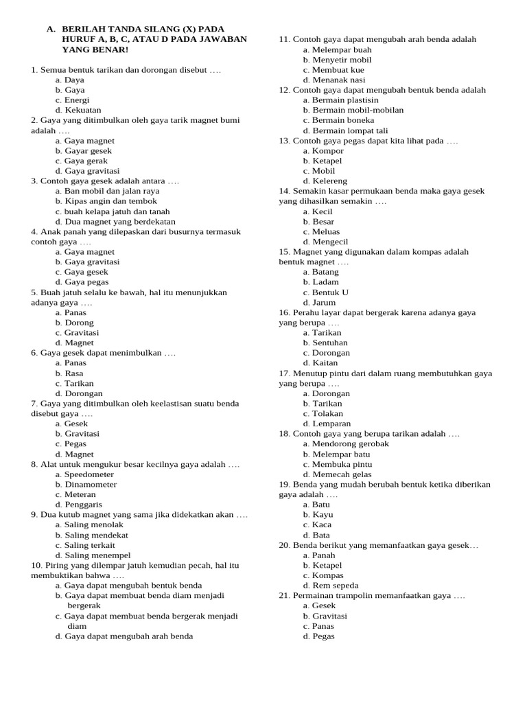 Soal Bab 3 Gaya | PDF