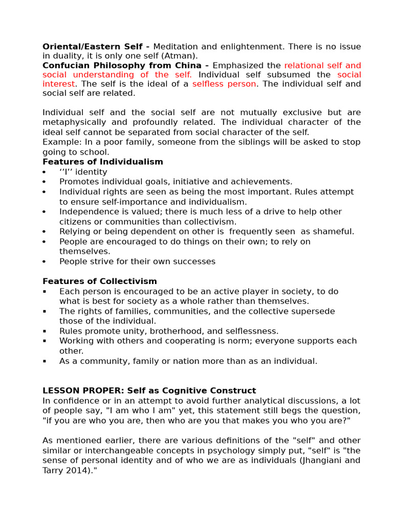 Understanding The Self | PDF