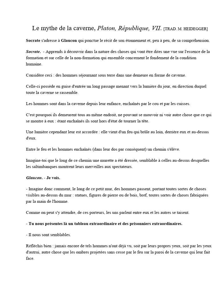 Le Mythe de La Caverne | PDF