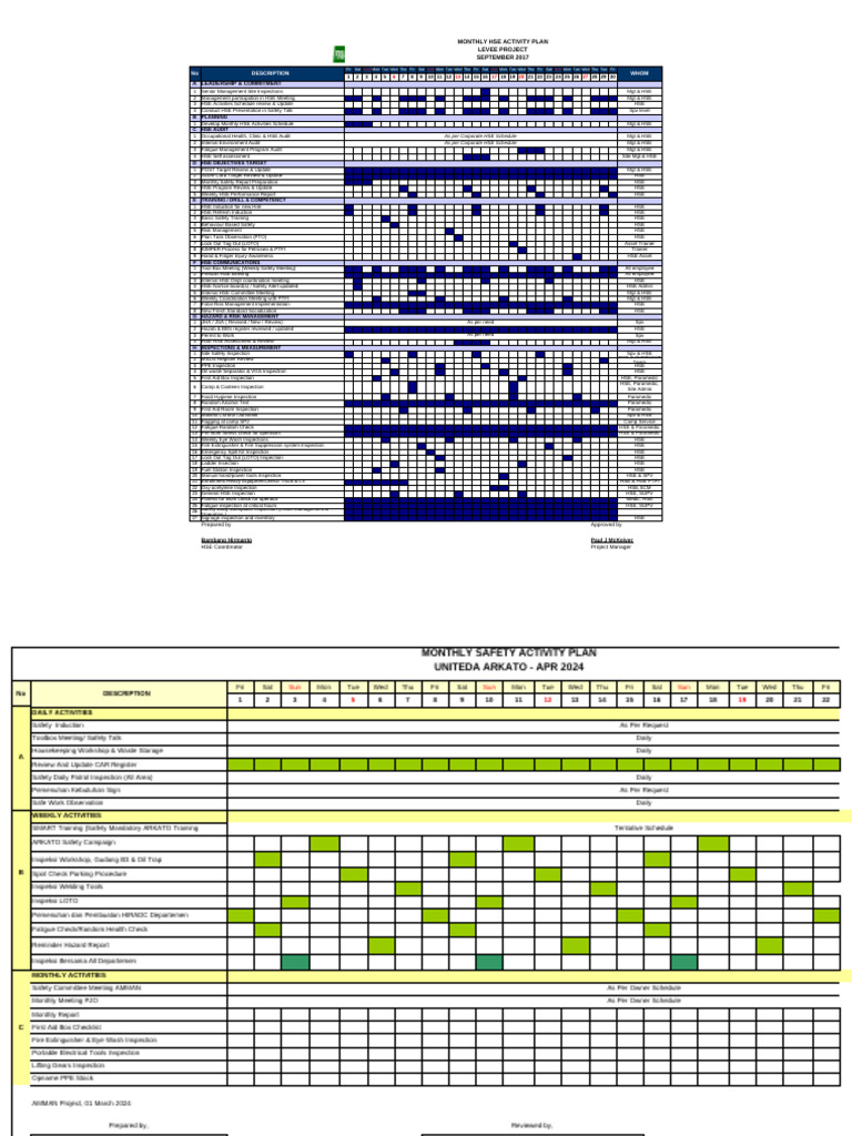 Monthly OHS Activity Plan March 2024 | PDF