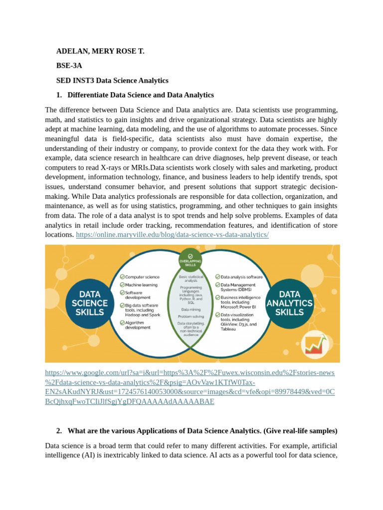Differentiate Data Science and Data Analytics | PDF