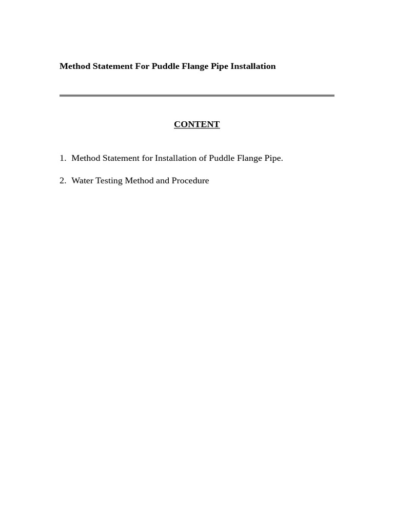 Method Statement For Puddle Flange Pipe Installation | PDF