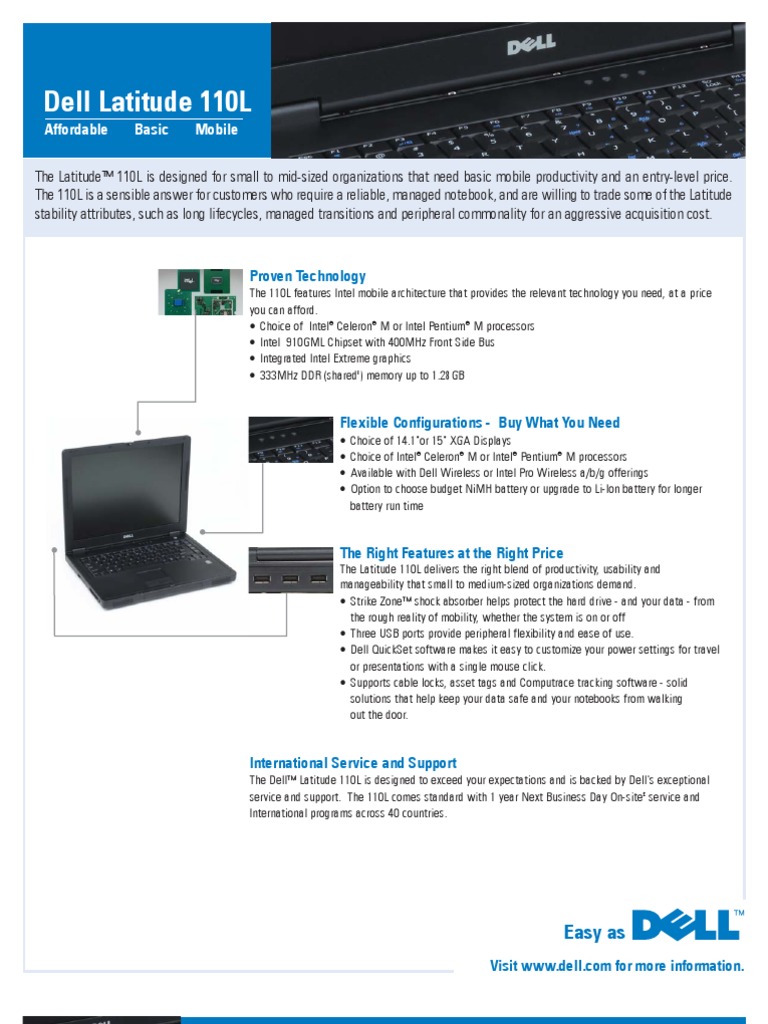 DELL Latitude 110L | PDF | Wi Fi | Wireless Lan