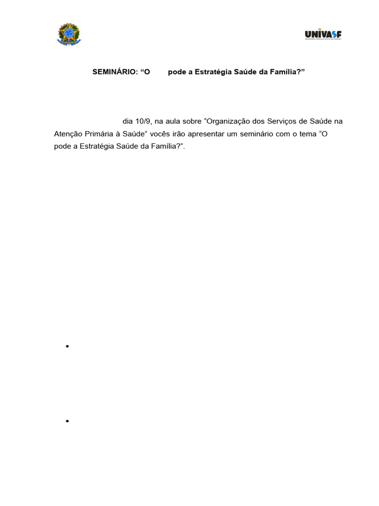 Roteiro - Piess Ii - Seminário - o Que Pode A Esf | PDF