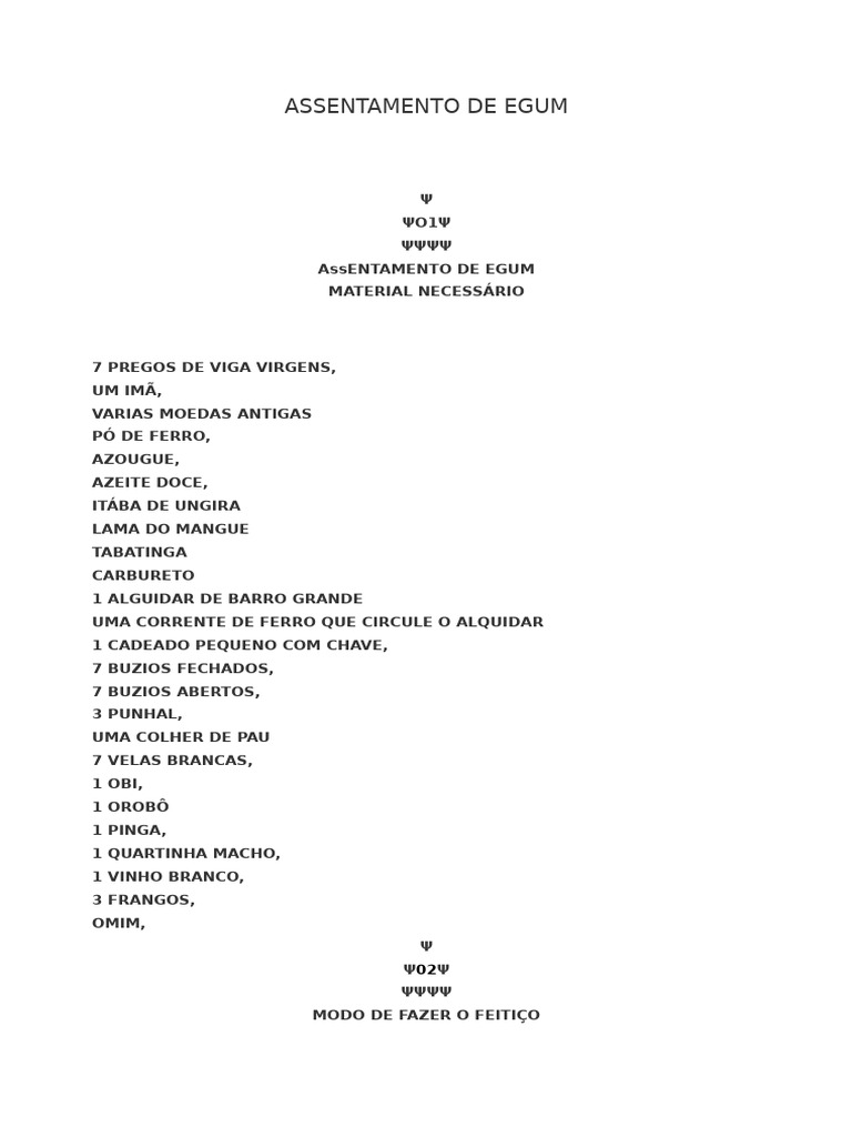 Assentamento de Baba Egun | PDF